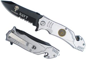 us navy seal team assisted opening tanto blade rescue pocket knife + seat belt cutter + glass breaker