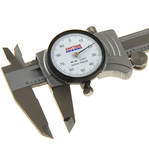 Anytime Tools Premium Dial Caliper 6"/0.001" Precision Double Shock Proof Solid Hardened Stainless Steel