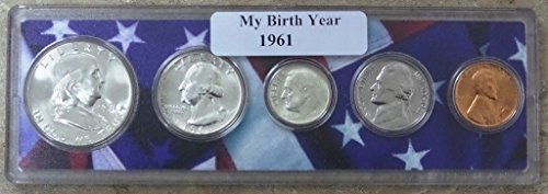 1961-5 Coin Birth Year Set in American Flag Holder Uncirculated