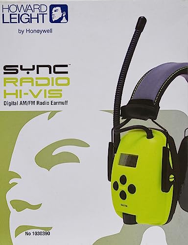 Howard Leight by Honeywell Sync Hi-Visibility Digital AM/FM Radio Earmuff (1030390),Bright Yellow/Green, Unisex