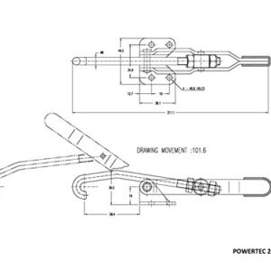 POWERTEC 20308 J Hook Toggle Clamp 451 w Hook Type Draw Latch Pull Action – 375 lb Holding Capacity, 1PK