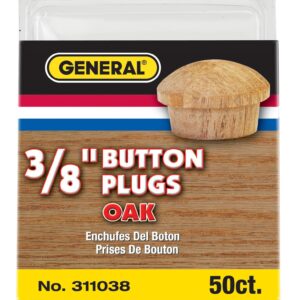 General Tools 311038 3/8-Inch Button Plugs, Oak, 50-Pack