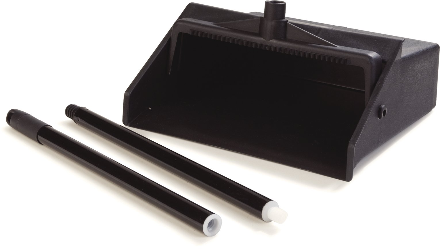 SPARTA Plastic Dust Pan, Upright Pan With 2 Piece Handle For Cleaning, 11 X 12 X 3.5 Inches, Black