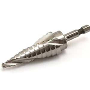 TEMO M35 Cobalt Spiral Flute Step Drill, 12 Size From 3/16 Inch To 7/8 Inch, 1/4 Inch Hex Shank