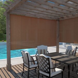 Coolaroo Exterior Roller Shade, Cordless Roller Shade with 90% UV Protection, No Valance, (6' W X 6' L), Mocha