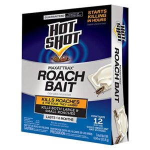 hot shot maxattrax roach bait 12 count, child-resistant bait stations