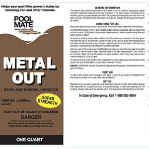 Pool Mate 1-2550-04 Metal Out Stain and Mineral Inhibitor for Swimming Pools,1-Quart, (Pack of 4)