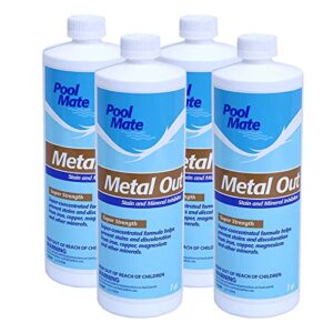 pool mate 1-2550-04 metal out stain and mineral inhibitor for swimming pools,1-quart, (pack of 4)