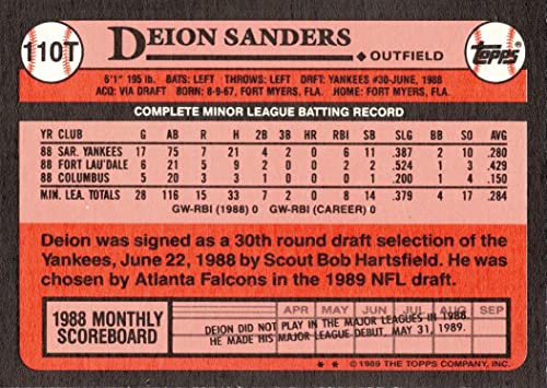 1989 Topps Traded Baseball #110T Deion Sanders Rookie Card