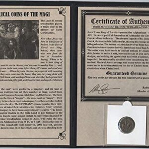 Bronze Biblical Coin of The Magi Tetradrachm. 35 BC - 5 AD. Azes II of Bactria Coin with COA & Story Portfolio