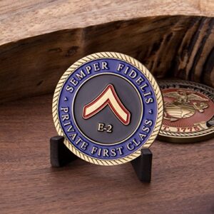 Marine Corps E2 Challenge Coin! USMC PFC Rank Military Coin. Private First Class Challenge Coin! Designed by Marines for Marines - Officially Licensed Product!