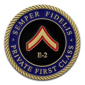 Marine Corps E2 Challenge Coin! USMC PFC Rank Military Coin. Private First Class Challenge Coin! Designed by Marines for Marines - Officially Licensed Product!