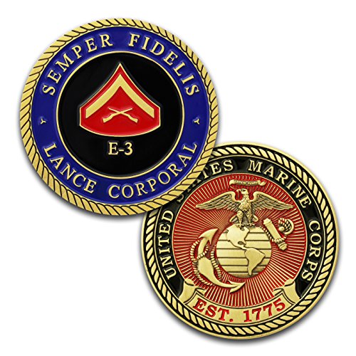 Marine Corps E3 Challenge Coin! USMC LCpl Rank Military Coin. Lance Corporal Challenge Coin! Designed by Marines for Marines - Officially Licensed Product!