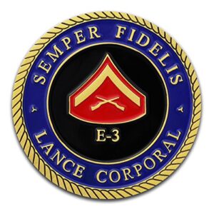 Marine Corps E3 Challenge Coin! USMC LCpl Rank Military Coin. Lance Corporal Challenge Coin! Designed by Marines for Marines - Officially Licensed Product!