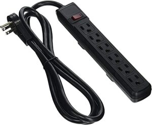 edragon surge protector, flat rotating plug, 6 outlet, black horizontal outlets, plastic, power cord 15 feet, computer surge protector, (ed70449)