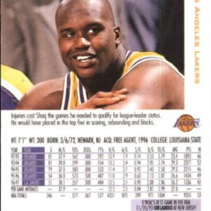 1997 Fleer Basketball Card (1997-98) #100 Shaquille O'Neal