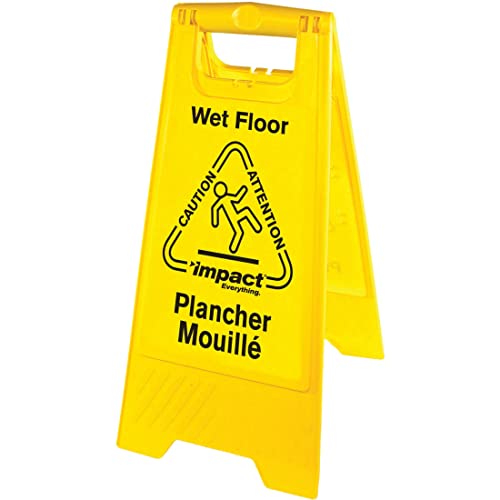 Impact Products English/Spanish Wet Floor Sign, Yellow, Black, 24.6" x 1" x 10.8"