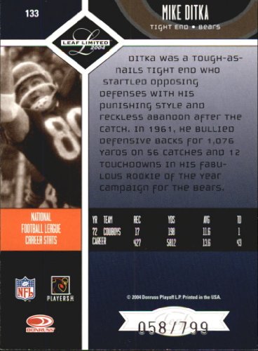 2004 Donruss Leaf Limited Baseball Card #133 Mike Ditka