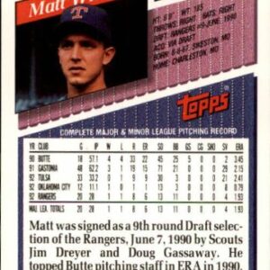 1993 Topps Gold Baseball Card #468 Matt Whiteside