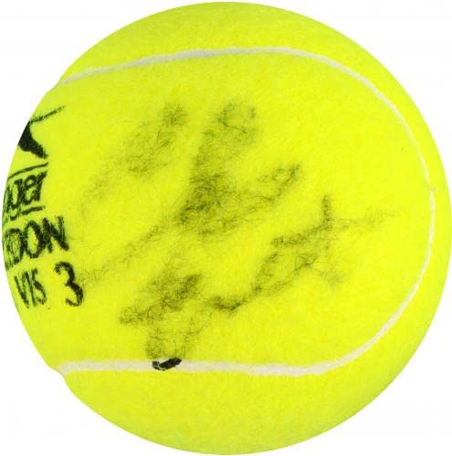 Martina Navratilova & Chris Evert Dual Autographed Wimbledon Logo Tennis Ball - Autographed Tennis Balls