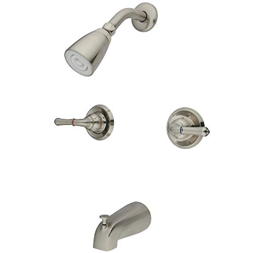 Kingston Brass GKB248 Magellan Tub and Shower Faucet with Two Handles, Brushed Nickel 11.68 x 8 x 7.38