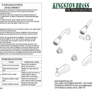 Kingston Brass GKB248 Magellan Tub and Shower Faucet with Two Handles, Brushed Nickel 11.68 x 8 x 7.38