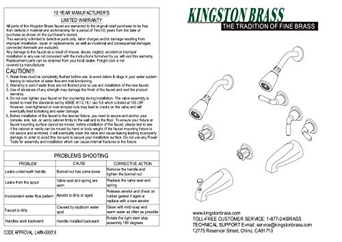 Kingston Brass GKB248 Magellan Tub and Shower Faucet with Two Handles, Brushed Nickel 11.68 x 8 x 7.38