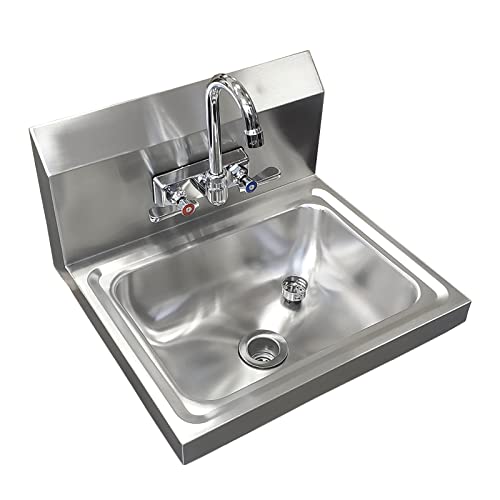 AmGood Wall Mounted Hand Sink with Gooseneck Faucet | 17" x 15"