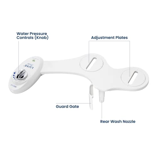 LUXE Bidet NEO 110 - Fresh Water Non-Electric Bidet Attachment for Toilet Seat, Adjustable Water Pressure, Rear Wash (White)