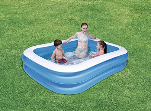 Bestway - Deluxe Rectangular Blue Inflatable Pool, 211 x 132 x 46 cm