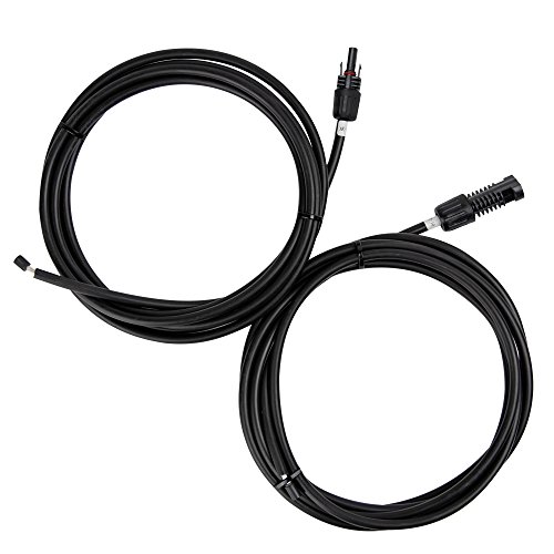 Renogy 10Ft 10AWG Solar Wire Extension Cables with Female and Male Connector, 1 Pair, Adaptor Kit, Black