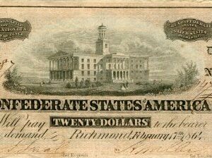 1864 Confederate States of America $20 Note from Richmond Slightly Used (VF/XF)