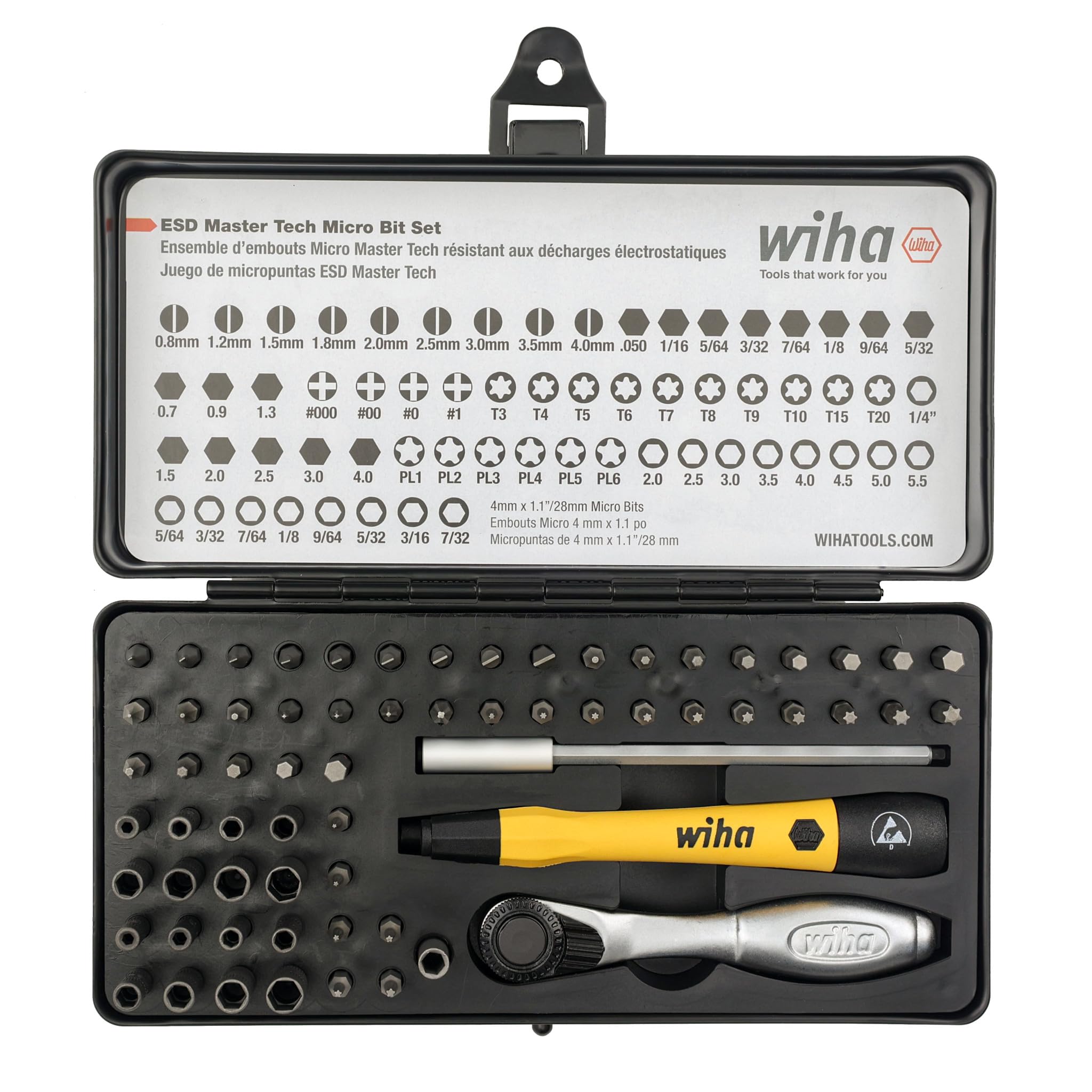 Wiha 75965 65 Piece System 4 ESD Safe Master Technician Ratchet and MicroBits Set