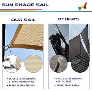 Windscreen4less 12' x 12' x 12' Sun Shade Sail Triangle Outdoor Canopy Cover UV Block for Backyard Porch Pergola Deck Garden Patio (Beige)