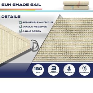 Windscreen4less 12' x 12' x 12' Sun Shade Sail Triangle Outdoor Canopy Cover UV Block for Backyard Porch Pergola Deck Garden Patio (Beige)