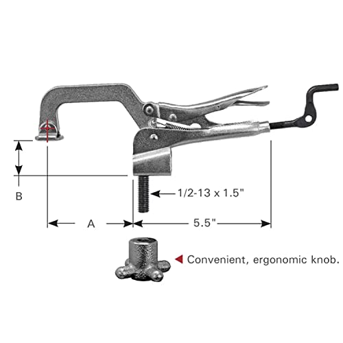 Strong Hand Tools PTTD634 Drill Press Clamp with Crank Handle, Quick-Set Hold Down Clamp