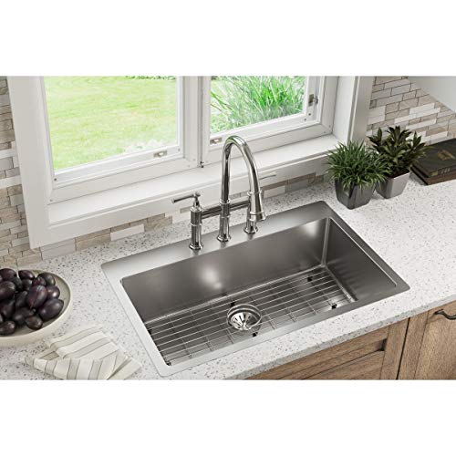 Elkay ECTSRS33229TBG4 Crosstown Single Bowl Dual Mount Stainless Steel Sink Kit