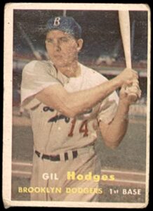 1957 topps # 80 gil hodges brooklyn dodgers (baseball card) dean's cards 1 - poor dodgers