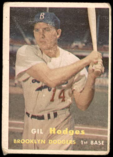 1957 Topps # 80 Gil Hodges Brooklyn Dodgers (Baseball Card) Dean's Cards 1 - POOR Dodgers