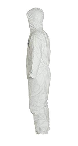 Tyvek Disposable Suit by Dupont with Elastic Wrists, Ankles and Hood (3XL) White