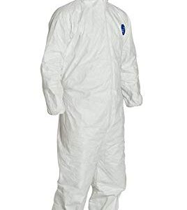 Tyvek Disposable Suit by Dupont with Elastic Wrists, Ankles and Hood (3XL) White