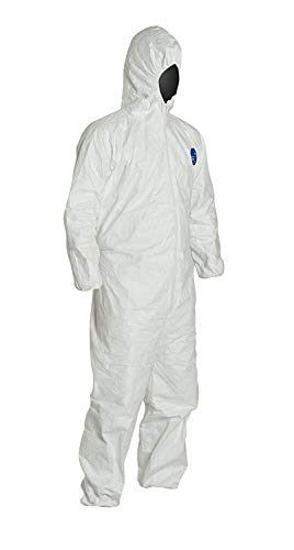 Tyvek Disposable Suit by Dupont with Elastic Wrists, Ankles and Hood (3XL) White