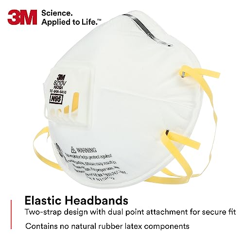 3M Particulate Respirator 8210V with Cool Flow Valve, Smoke, Grinding, Sanding, Sawing, Sweeping, Woodworking, Dust, 80/Pack