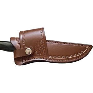 custom leather cross draw knife sheath for buck 119 special knife, dyed brown, sheath only