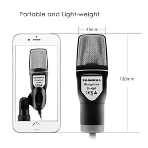 SOONHUA Condenser Microphone,Computer Microphone, 3.5MM Plug and Play Omnidirectional Mic with Desktop Stand for Gaming,YouTube Video,Recording Podcast,Studio,for PC,Laptop,Tablet,Phone