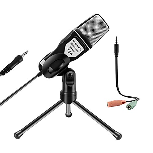 SOONHUA Condenser Microphone,Computer Microphone, 3.5MM Plug and Play Omnidirectional Mic with Desktop Stand for Gaming,YouTube Video,Recording Podcast,Studio,for PC,Laptop,Tablet,Phone