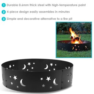 Sunnydaze Big Sky 36-Inch Fire Ring - Heavy-Duty 0.6mm Thick Steel Metal Rim - for Patio and Backyard Use