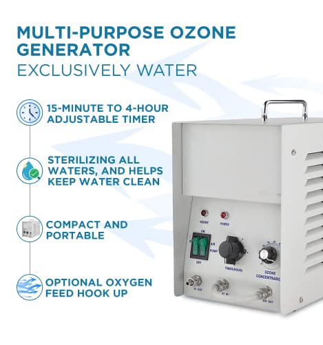 MP - 5000 Ozone Generator, Adjustable Timer, Ozonator treatment, for Water Use with optional oxygen hookup, up to 5000mg/hr,