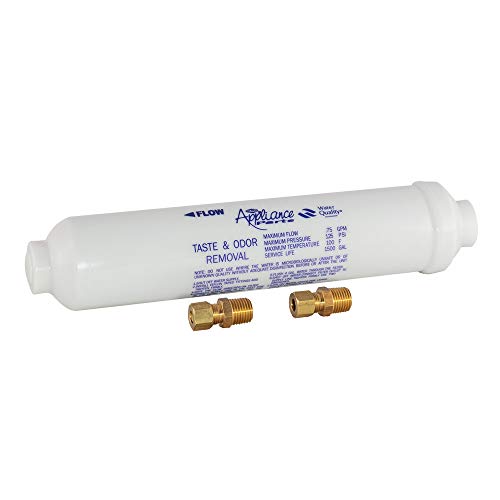 EZ-FLO 10 Inch Line Water Filter, Brass 1/4 Inch MIP x 7/16 Inch Compression Adapters, 1500 Gallon Capacity, 60461N