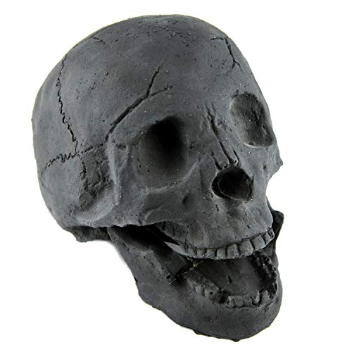 MYard Fireproof Imitated Human Fire Pit Skull Gas Log for NG, LP Wood Fireplace, Firepit, Campfire, Halloween Decor, BBQ (Qty 1, Black)